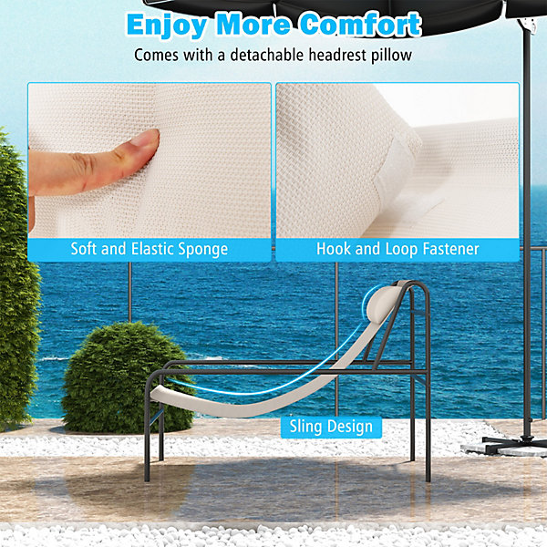 Costway Garden Patio Modern Sling Lounge Accent Chair Metal Costway Garden Patio Modern Sling Lounge Accent Chair Metal