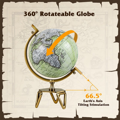 Costway Geographic 10 Inch World Globe Educational Interactive Rotating ...