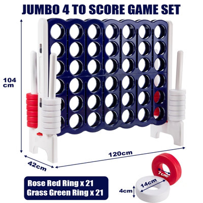 Costway Giant 4 in A Row Jumbo 4-to-Score Giant Game Set for kids and ...