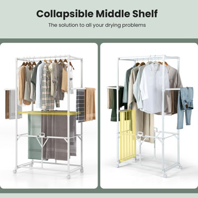Costway H-shaped Clothes Drying Rack Collapsible Hanging Dryer Stand w ...