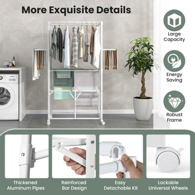 Costway H-shaped Clothes Drying Rack Collapsible Hanging Dryer Stand w ...