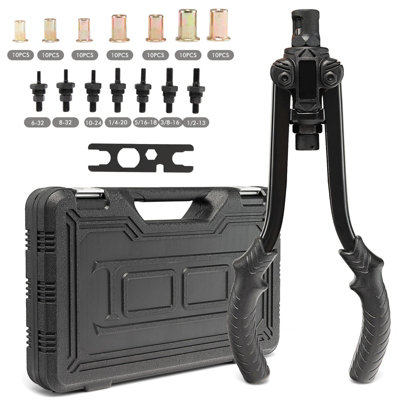 Costway Hand Rivet Nut Tool Gun Heavy Duty Rivet Nut Setter Kit With 70 ...