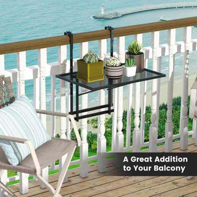 Costway Hanging Storage Rack Folding Table Planter Balcony Flower ...