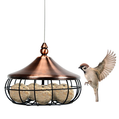 Costway Hanging Wild Bird Feeders Suet Fat Ball Feeder Outdoor Garden ...