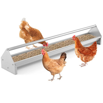 Costway Heavy-Duty Galvanized Steel Chicken Feeding Trough Metal ...