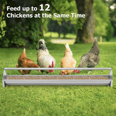 Costway Heavy-Duty Galvanized Steel Chicken Feeding Trough Metal ...