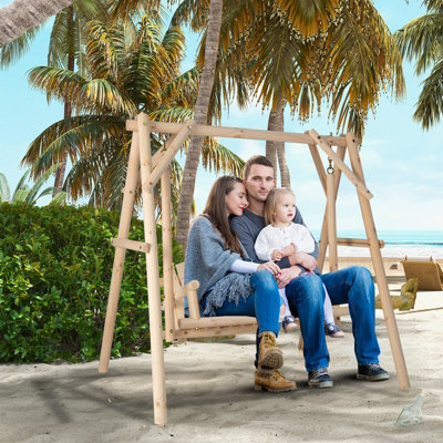 Costway Heavy Duty Wooden Swing Frame Large A-Frame Swing Stand w ...