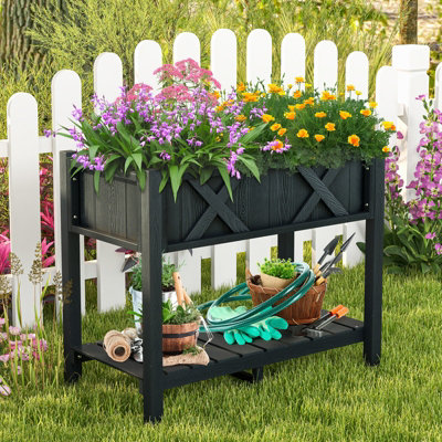 Resin Raised Planter Box Plastic Raised Garden Bed Outdoor Large