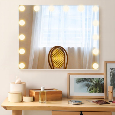 COSTWAY Hollywood Vanity Mirror with 14 Lights Tabletop/Wall Mounted ...