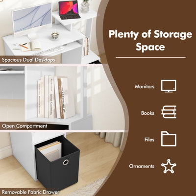 COSTWAY Home Office Computer Desk w/ Pull-out Keyboard Tray 100 x 40 cm ...