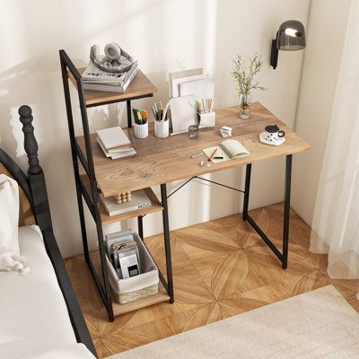 COSTWAY Home Office Desk Computer Desk PC Laptop Table w/ Bookshelf ...