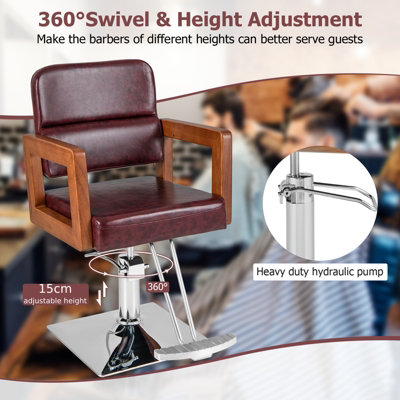 Costway Hydraulic Barber Chair Salon Chair Height Adjustable 360 Swivel ...