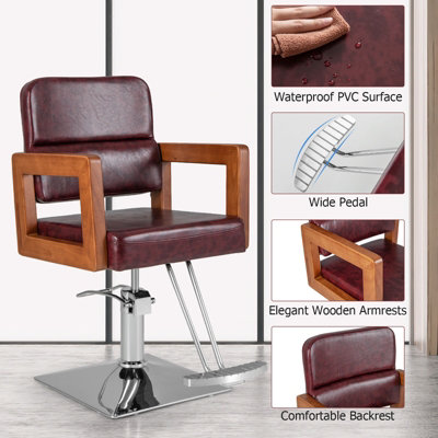 Costway Hydraulic Barber Chair Salon Chair Height Adjustable 360 Swivel ...