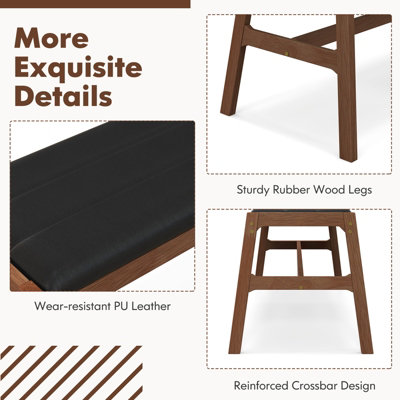 Costway Indoor Bench Upholstered Long Bench with PU Leather Seat