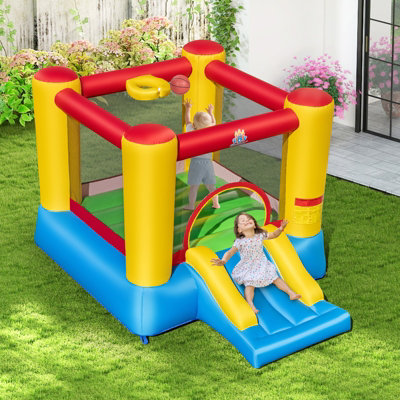 COSTWAY Indoor Outdoor Jumping Castle Kids Inflatable Castle Slide ...