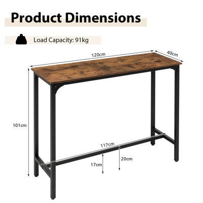 Costway Industrial Bar Table Counter Pub Table Kitchen Dining Sofa ...