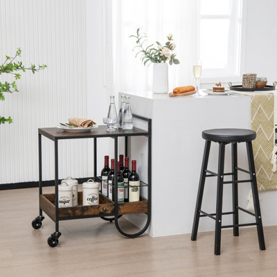Costway Industrial Bar Trolley Cart Rolling Buffet Serving Cart W ...