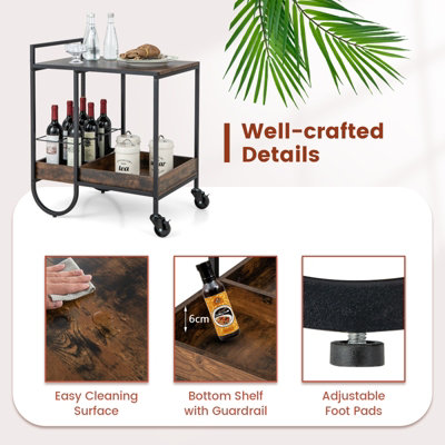 Costway Industrial Bar Trolley Cart Rolling Buffet Serving Cart W ...