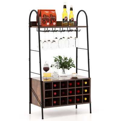 Costway Industrial Detachable Wine Bar Storage Sideboard Freestanding ...