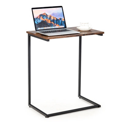 Costway Industrial Laptop Side Table C-Shaped Sofa End Table Snack ...