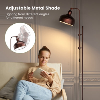 Costway Industrial Metal Floor Lamp Height Adjustable Tall Lightstand w ...