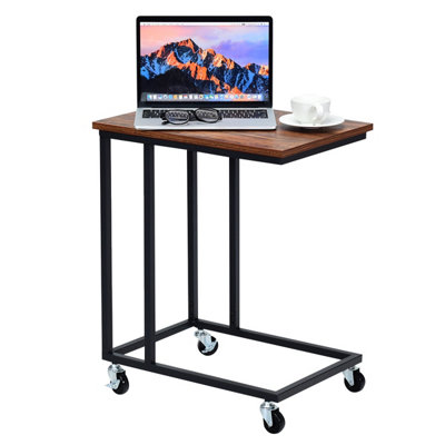 Costway Industrial Side Table Rolling Mobile Metal Frame Coffee Table ...