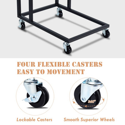 Costway Industrial Side Table Rolling Mobile Metal Frame Coffee Table ...