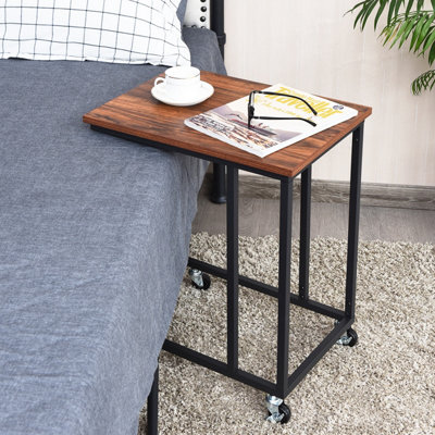 Costway Industrial Side Table Rolling Mobile Metal Frame Coffee Table ...