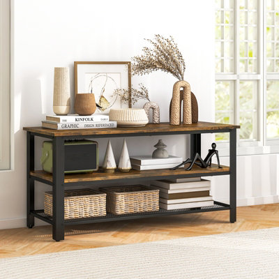 Costway Industrial TV Stand for TVs up to 50 Inch 3 Tier Entertainment Center Console Coffee