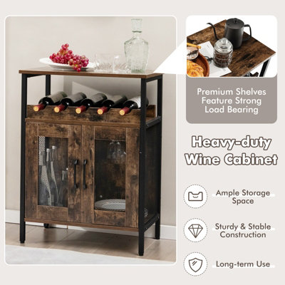 Costway Industrial Wine Bar Cabinet Kitchen Storage Sideboard W/ Wine ...