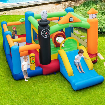 Costway Inflatable Bounce Castle Train Themed Kids Bouncer Jumping ...