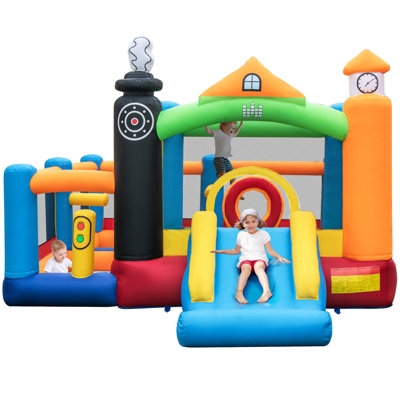 Costway Inflatable Bounce Castle Train Themed Kids Bouncer Jumping ...
