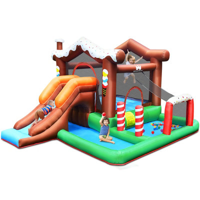 Costway Inflatable Bounce House Jumping Castle w Slide Mesh Protection