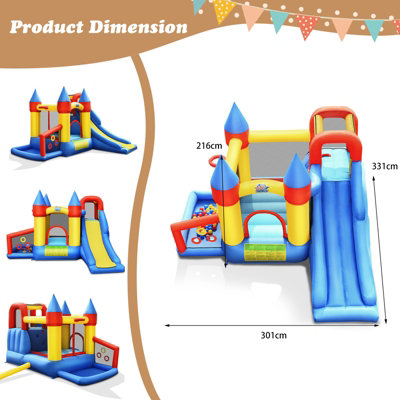 Costway Inflatable Bounce House Kids Bouncy Castle Jumping Climbing ...