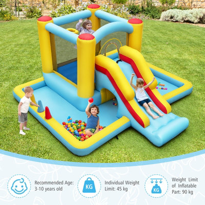COSTWAY Inflatable Bounce House Kids Bouncy Castle with Slide & Jumping ...