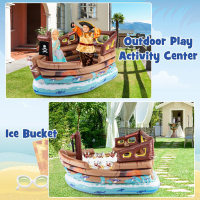 Costway Inflatable Pirate Ship Playhouse Blow up Playscape Toddler ...
