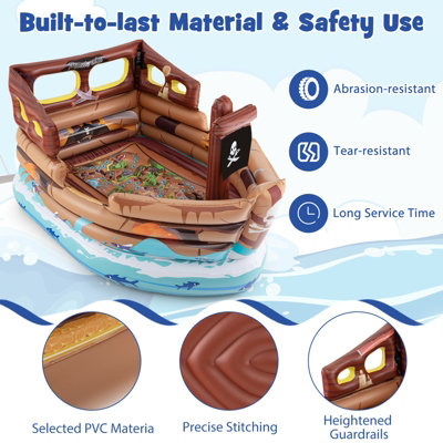 Costway Inflatable Pirate Ship Playhouse Blow up Playscape Toddler ...