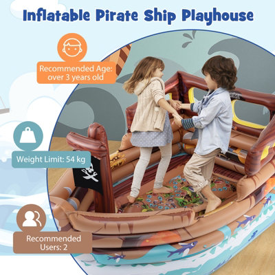 Costway Inflatable Pirate Ship Playhouse Blow up Playscape Toddler ...