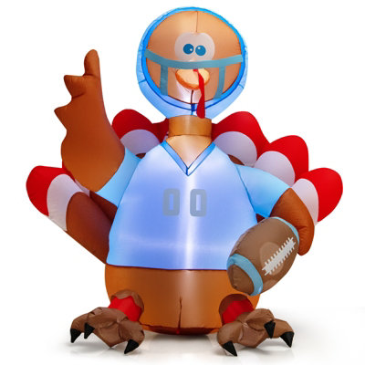 Costway Inflatable Turkey Rugby Player Blow-up Thanksgiving Turkey w ...
