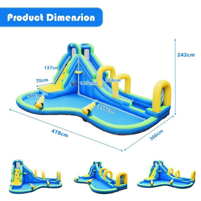COSTWAY Inflatable Water Slide Kids Castle Bounce House Water Slide ...