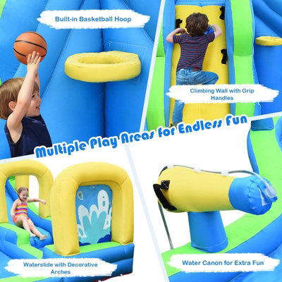 COSTWAY Inflatable Water Slide Kids Castle Bounce House Water Slide ...