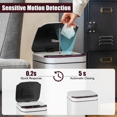 Costway Intelligent Touchless Trash Can 13L Small Smart Motion Sensor ...