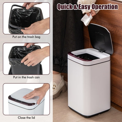 Costway Intelligent Touchless Trash Can 13L Small Smart Motion Sensor ...