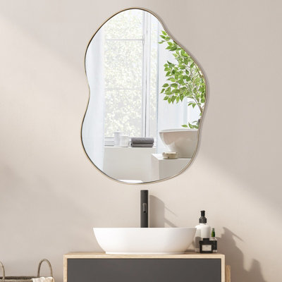 Costway Irregular Wall Mirror W/ Metal Frame Bathroom Asymmetrical ...