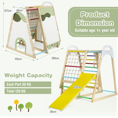 COSTWAY Kid's Climbing Toy with Slide & Climbing Net Indoor Jungle Gym ...