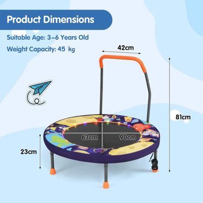 COSTWAY Kids 90cm Mini Trampoline Indoor Outdoor Folding Small ...
