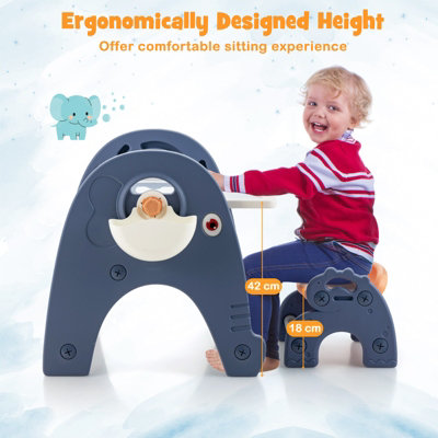 Costway Kids Art Easel & Stool Set Double-Side Convertible Activity ...