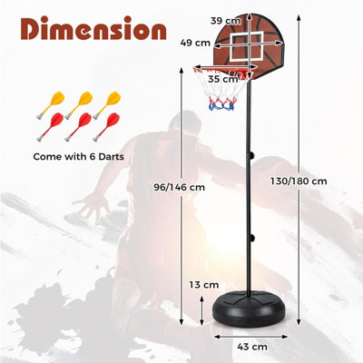COSTWAY Kids Basketball Hoop with Dart Board & Fillable Base 1.8 M ...