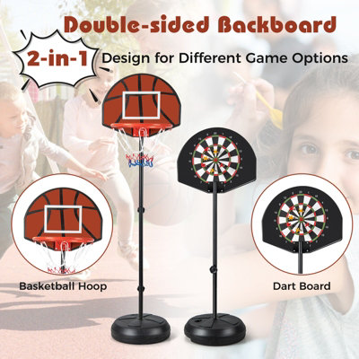 COSTWAY Kids Basketball Hoop with Dart Board & Fillable Base 1.8 M ...