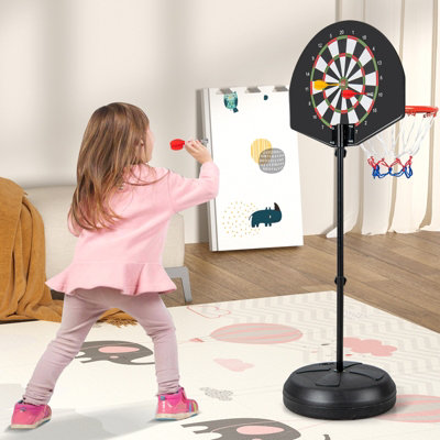 COSTWAY Kids Basketball Hoop with Dart Board & Fillable Base 1.8 M ...